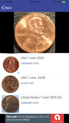Coinoscope - A visual search engine for coins